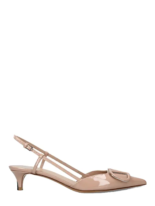 Valentino Garavani Vlogo Patent-leather Slingback Courts - Blush