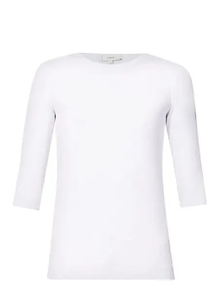 Vince Three-quarter Sleeve Ribbed Top - Optic White