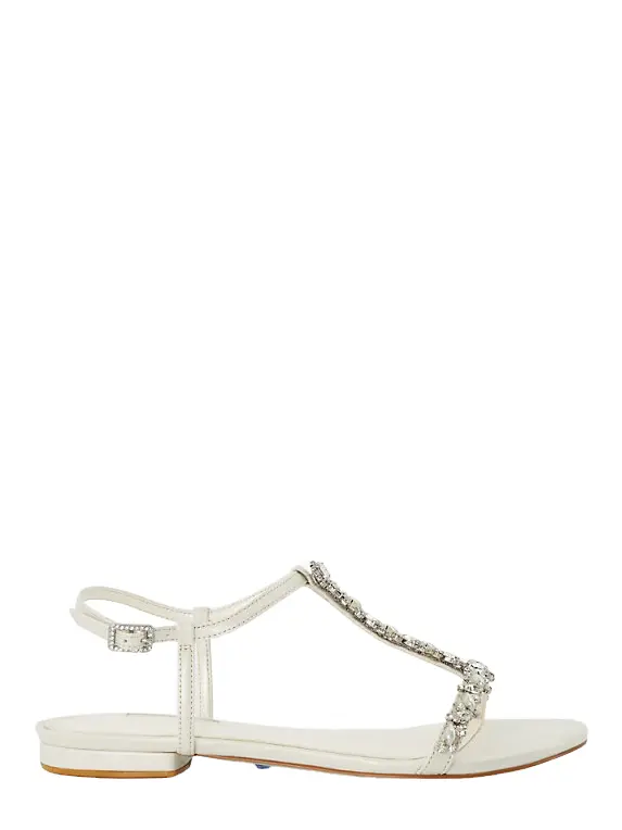 DUNE Crystal-embellished Faux-leather Sandals - Ivory-synthetic