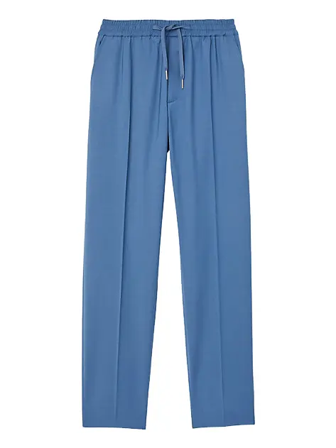 Sandro Drawstring-waist Wool-blend Trousers - Bleus
