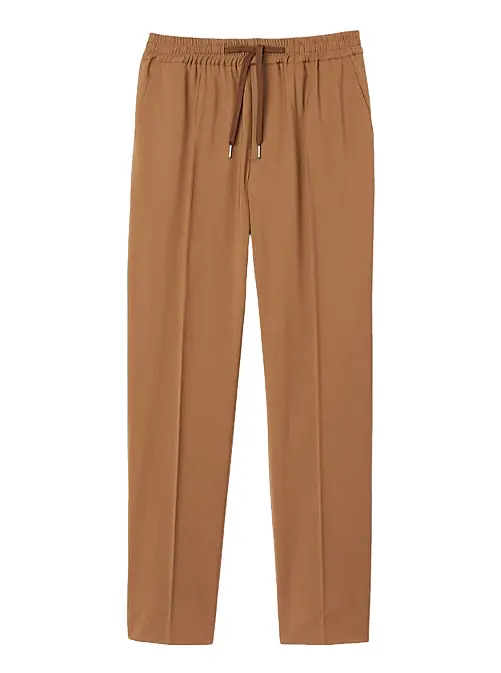 Sandro Drawstring-waist Wool-blend Trousers - Naturels