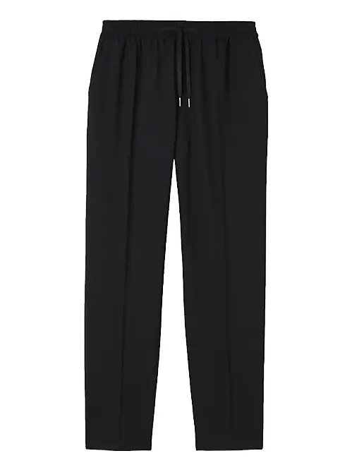 Sandro Drawstring-waist Wool-blend Trousers - Noir / Gris