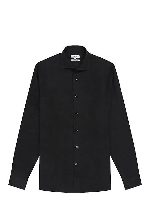 REISS Ruban Regular-fit Linen Shirt - Black