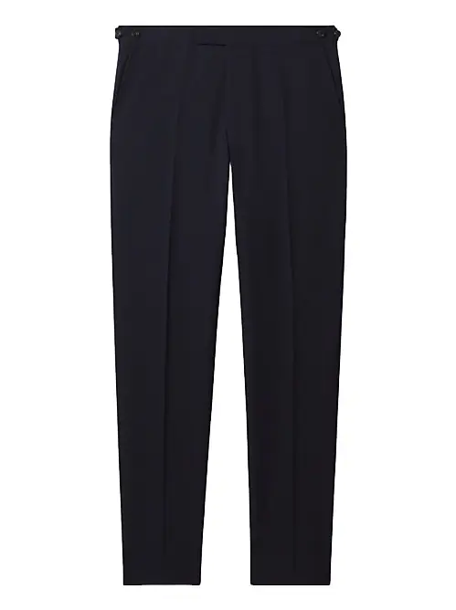 REISS Slim-fit Tapered-leg Woven-blend Trousers - Navy