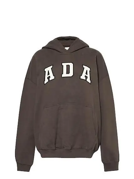 ADANOLA Logo-embroidered Oversized Cotton Hoodie - Coffee Bean