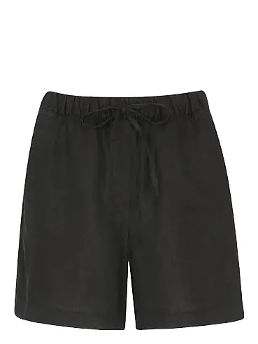 Whistles Elasticated-waist High-rise Linen Shorts - Black