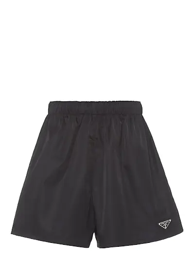 Prada Re-nylon Logo-plaque Nylon Shorts - Black