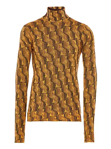 Prada Geometric-pattern Turtleneck Wool Sweatshirt - Corn Yellow