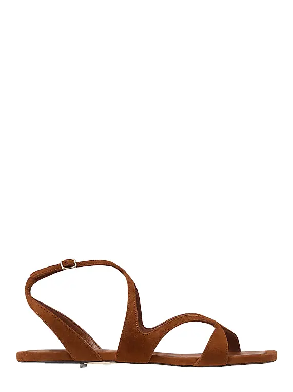 JIMMY CHOO Ayla Suede Flat Sandals - Tan