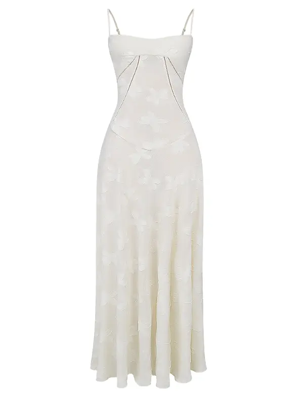 House Of Cb Lace-up Lace Maxi Dress - Vintage Cream
