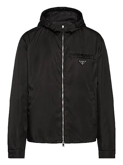 Prada Re-nylon Brand-plaque Hooded Jacket - Black