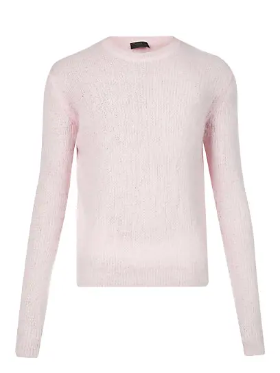 Prada Brand-badge Crewneck Mohair-blend Sweatshirt - Petal Pink