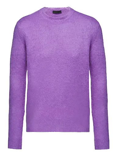 Prada Brand-badge Crewneck Mohair-blend Sweatshirt - Wisteria