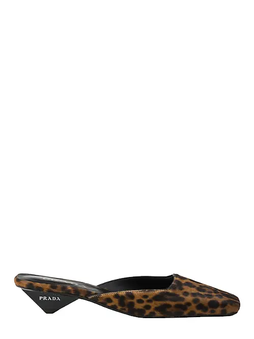 Prada Leopard-print Leather Heeled Mules - Neutral