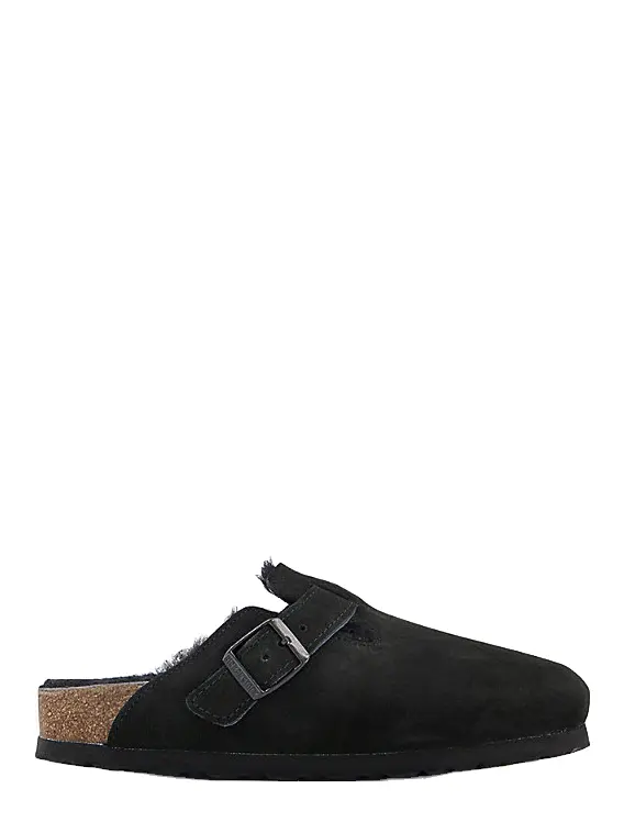 BIRKENSTOCK Boston Buckle-embellished Suede Sandals - Black
