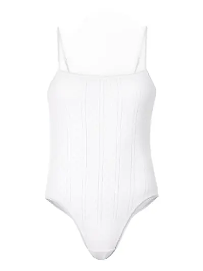 COU COU Pointelle-pattern Cotton Body - 001 White