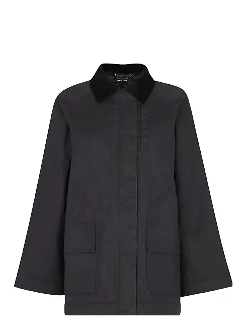 Whistles Waxed Cotton Relaxed Fit Jacket - Black