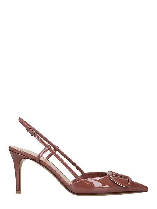 Valentino Garavani Vlogo 80 Pointed-toe Leather Slingback Courts - Brown/oth
