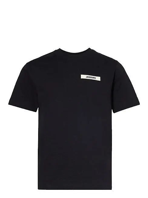 Jacquemus Le T-shirt Gros Grain Brand-tab Cotton-jersey T-shirt - Black