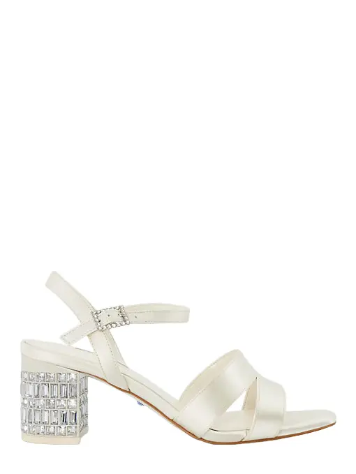 DUNE Crystal-embellished Satin Heeled Sandals - Ivory-synthetic