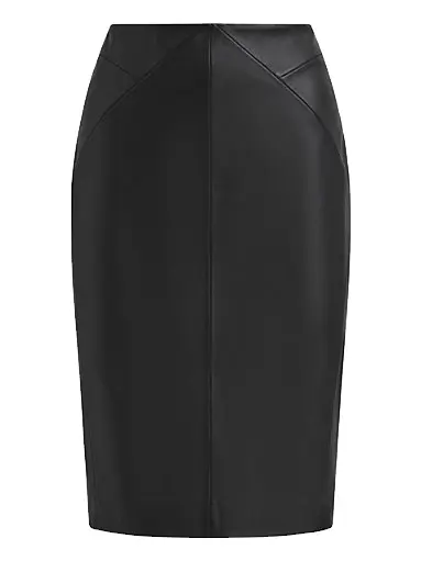 REISS Raya High-rise Leather Pencil Midi Skirt - Black
