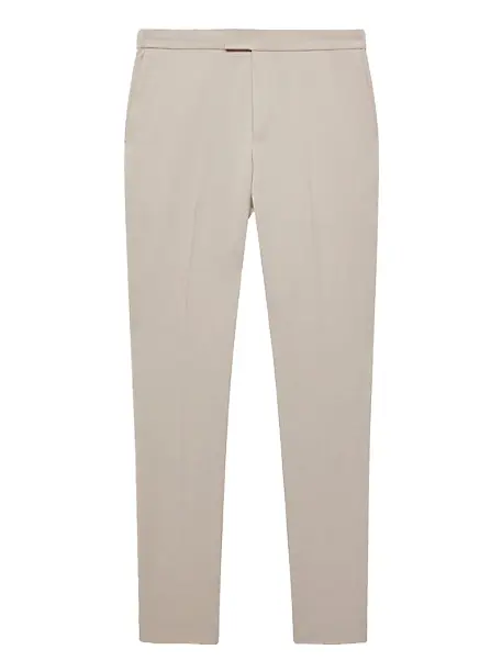 REISS Slim-leg Mid-rise Stretch-woven Trousers - Ecru