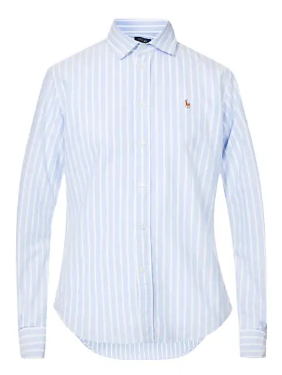 Polo Ralph Lauren Brand-embroidered Cotton Shirt - Harbor Island Blue/white