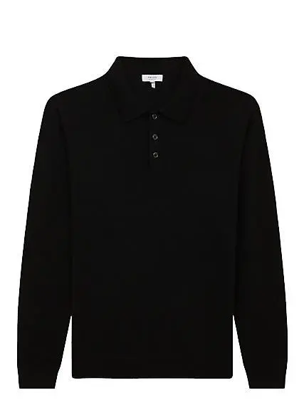 REISS Trafford Polo-collar Slim-fit Merino-wool Jumper - Black