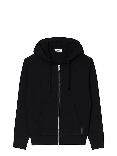 Sandro Zipped Stretch-knit Hoody - Noir / Gris