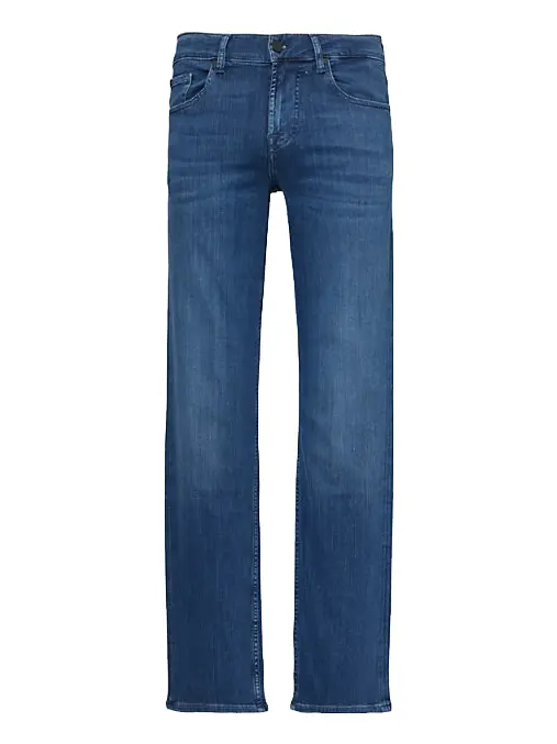 7 For All Mankind Regular-fit Straight-leg Stretch Denim-blend Jeans - Mid Blue
