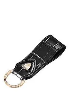 ASPINAL OF LONDON Croc-embossed Leather Loop Keyring - Black