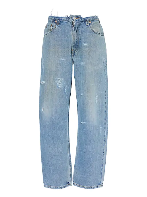 CASEY JEAN BY JEAN VINTAGE Deconstructed-waist Straight-leg Mid-rise Denim Jeans - Mid Blue