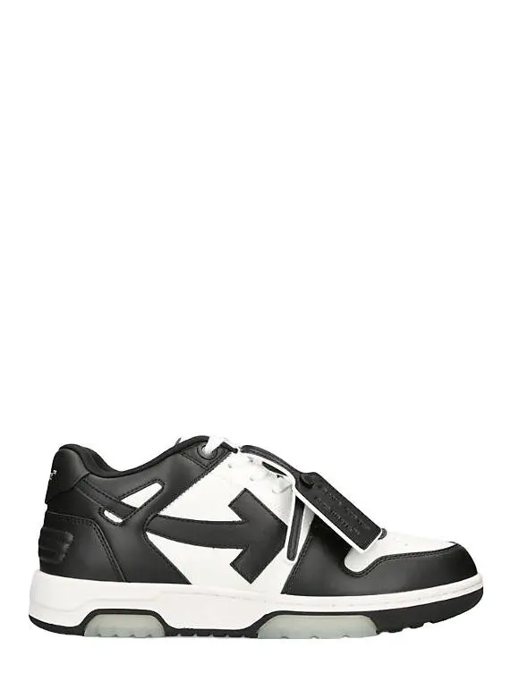 Off-White Logo-embroidered Leather Low-top Trainers - Blk/white