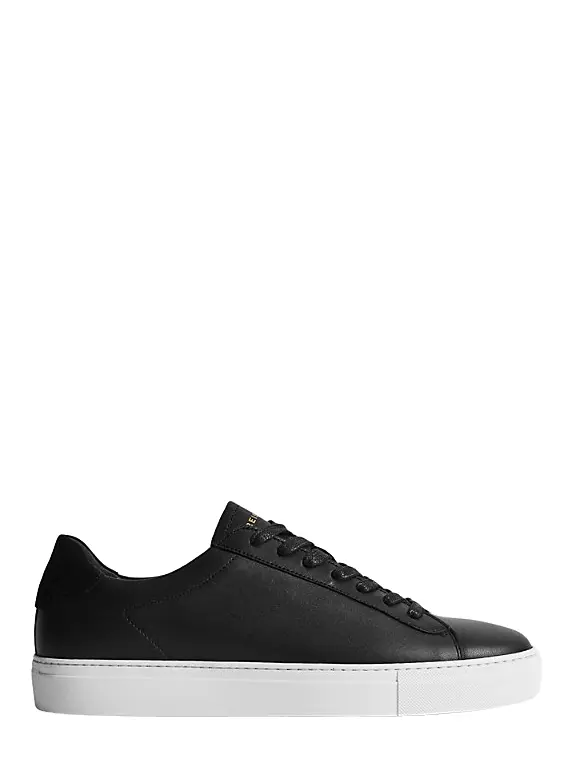 REISS Finley Leather Low-top Trainers - Black
