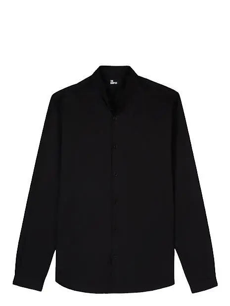 The Kooples Stand-collar Regular-fit Cotton-twill Shirt - Black