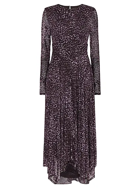 Whistles Leopard-print Stretch-woven Midi Dress - Purple/multi