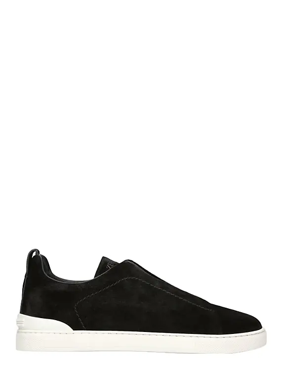 Zegna Triple Stitch Panelled Suede Low-top Trainers - Black