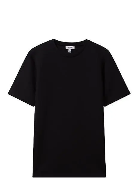 REISS Bradley Stitched-trim Stretch Woven-blend T-shirt - Black
