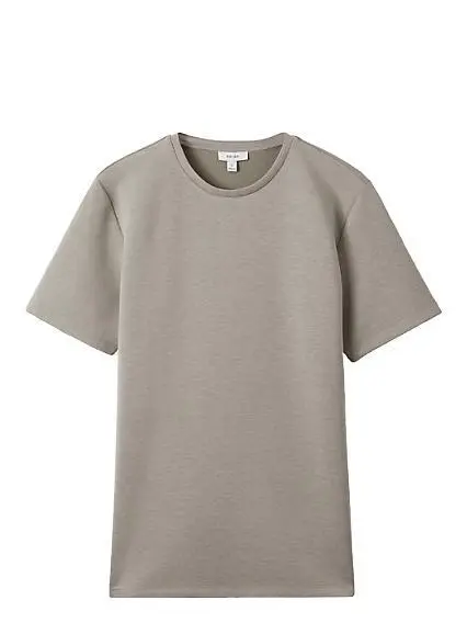 REISS Bradley Stitched-trim Stretch Woven-blend T-shirt - Taupe