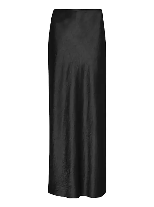 Whistles Ella Bias-cut Satin Maxi Skirt - Black