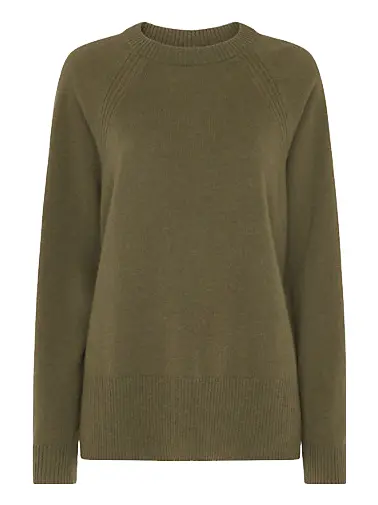 Whistles Relaxed-fit Cashmere Jumper - Khaki/olive