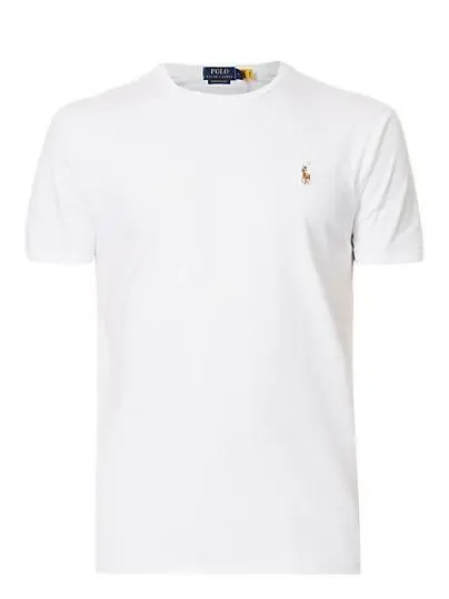 Polo Ralph Lauren Short-sleeved Logo-embroidered Custom Slim-fit Cotton-jersey T-shirt Xxl - White