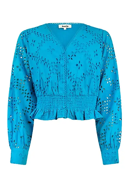 RO&ZO Broderie Cotton Top - Blue