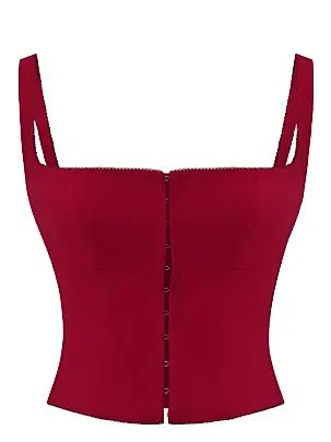 House Of Cb Pia Square-neck Corset Top - Cherry