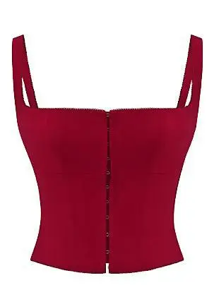 House Of Cb Pia Square-neck Corset Top - Cherry