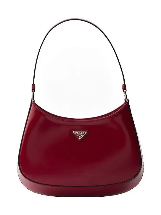 Prada Cleo Brand-plaque Brushed Leather Shoulder Bag - Red