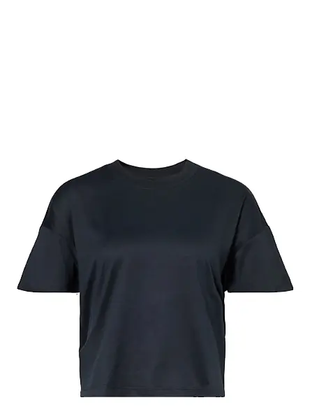 Vuori Energy Brand-patch Boxy-fit Stretch-jersey T-shirt - Black Heather