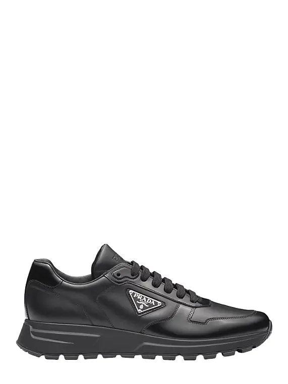 Prada Brand-plaque Leather Low-top Trainers - Black