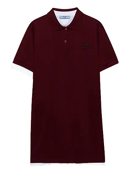Prada Logo-patch Piqué-cotton And Jersey Mini Dress - Burgundy