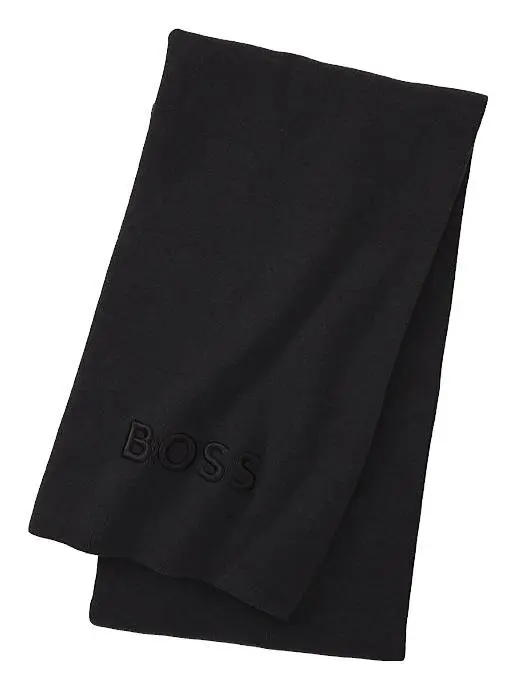 BOSS Bold Logo-embroidered Cotton-blend Throw 130cm X 170cm - Black